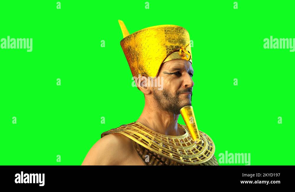 ancient Egyptian Pharaoh render 3D on a green background Stock Video ...