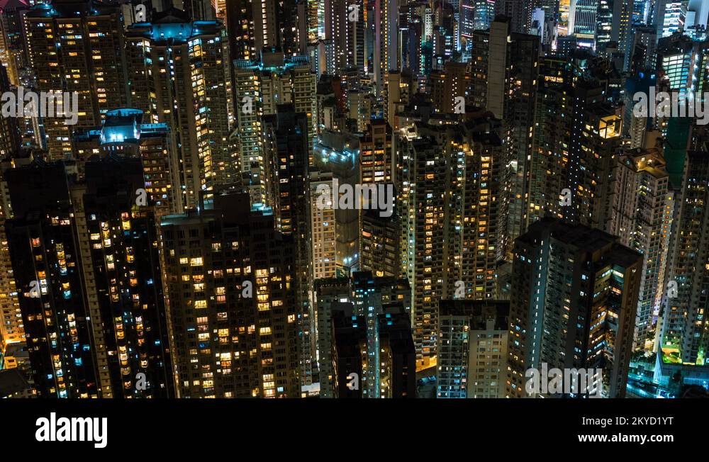 Population Density Time Lapse, View of Residential Buildings in Hong ...