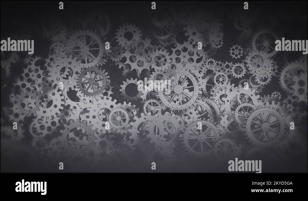 Mechanical and Technology Background, with rotating Gears, in a old ...