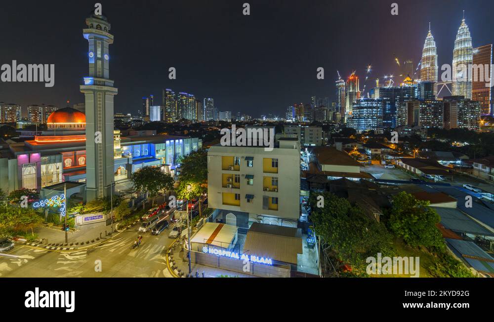 Kuala Lumpur, night view of the city centre from Kg Baru in 4k Stock ...