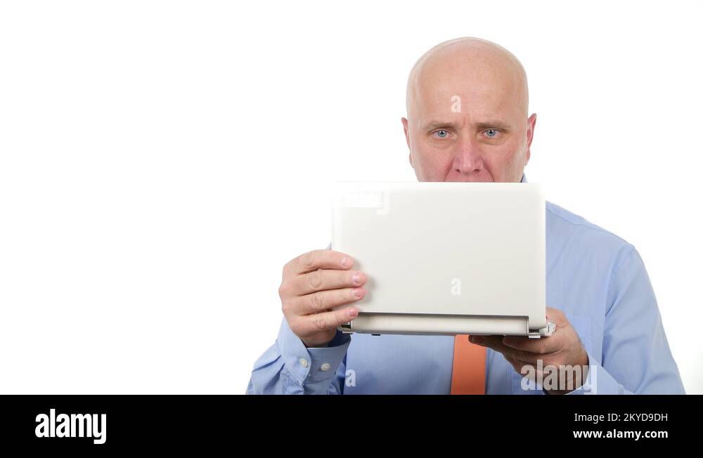 Astonished Businessman Make Nervous Hand Gestures Reading Bad News on ...