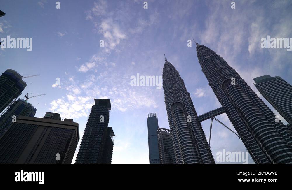 Kuala Lumpur Petronas Twin Towers KLCC at blue hour dawn Stock Video ...