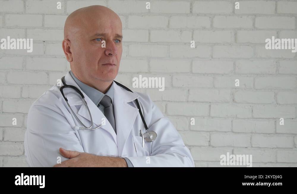 Slow Motion with Doctor Making a Serious Stop Hand Gestures Access Deny ...