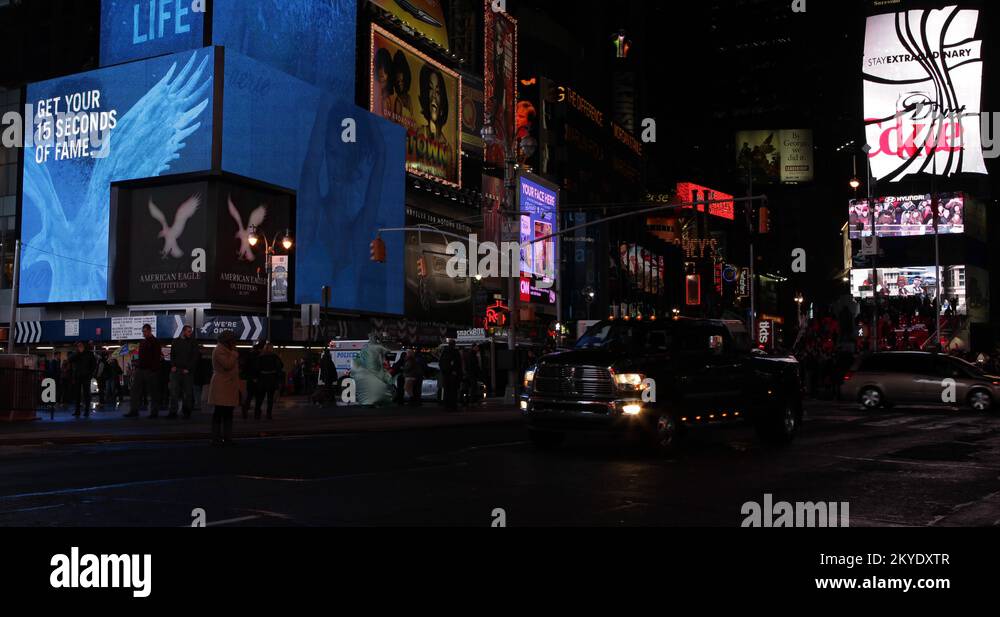 Busy Times Square New York City Commuters Transit Cars Traffic ...