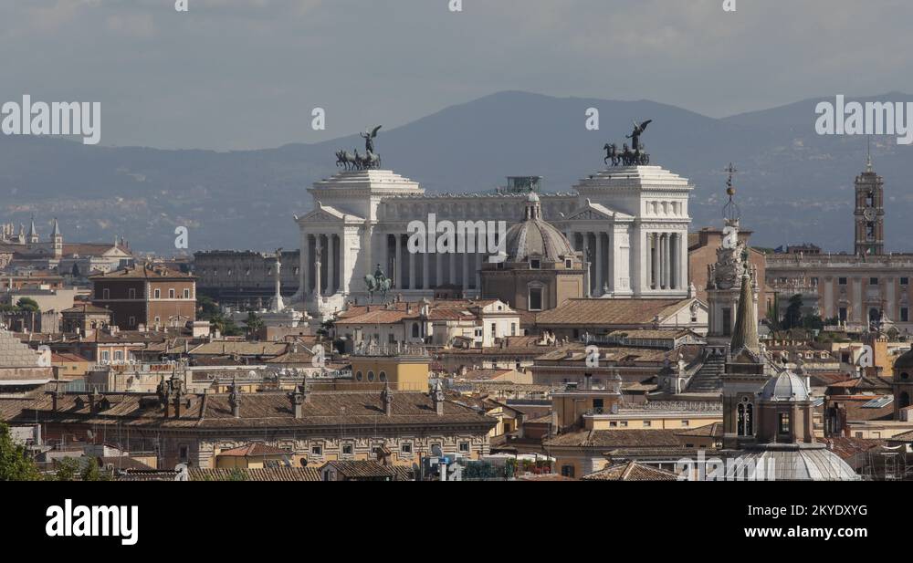 Establishing Shot Aerial View of Rome City Skyline Famous Landmark Buildings Day Stock Video ...