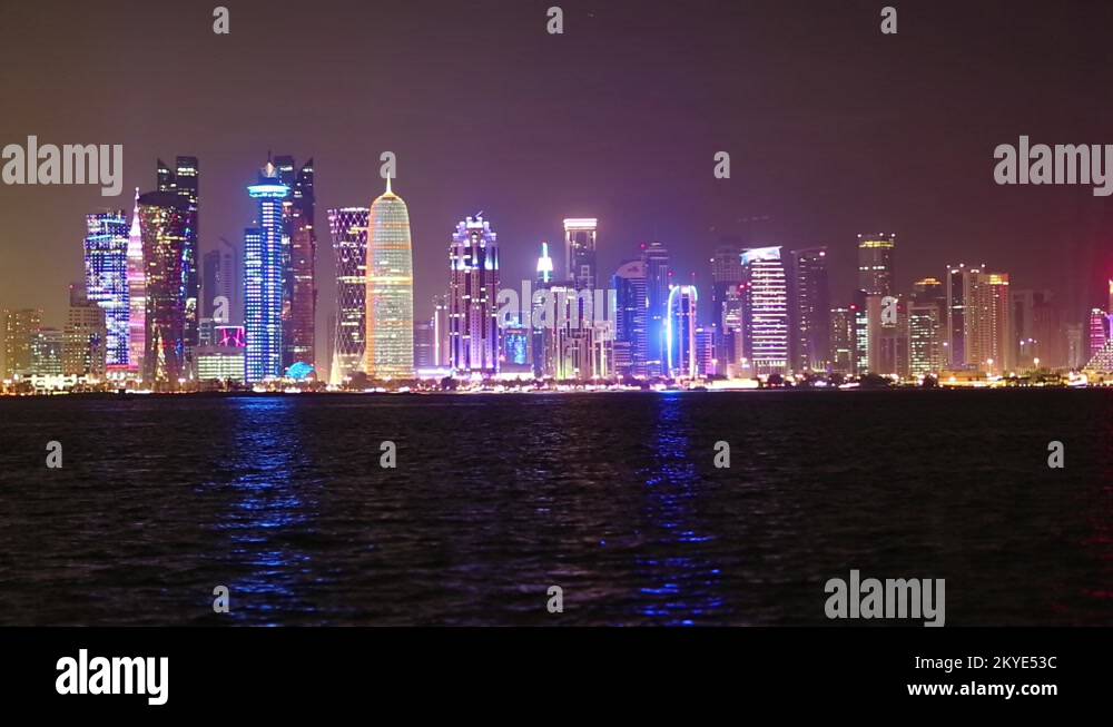 Qatar doha skyscraper night city Stock Videos & Footage - HD and 4K ...