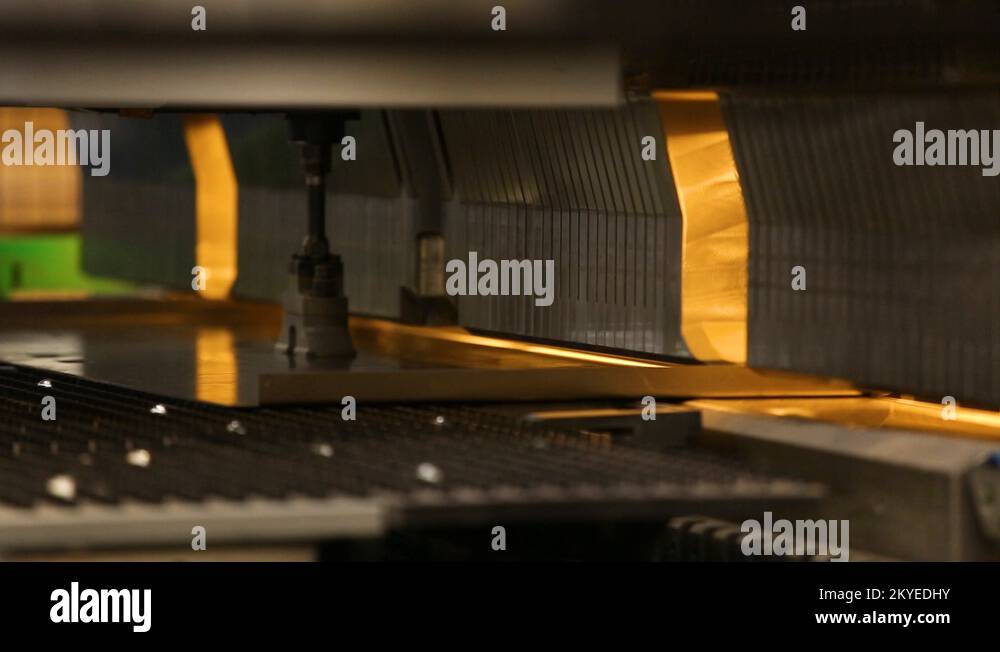 Working with sheet metal and special machine tools for bending. Scene ...