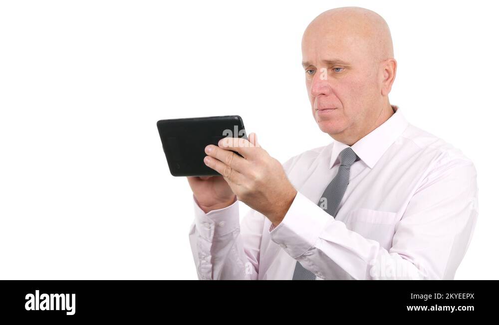 Businessman Read tablet Financial Bad News and Make Disappointed Hand ...