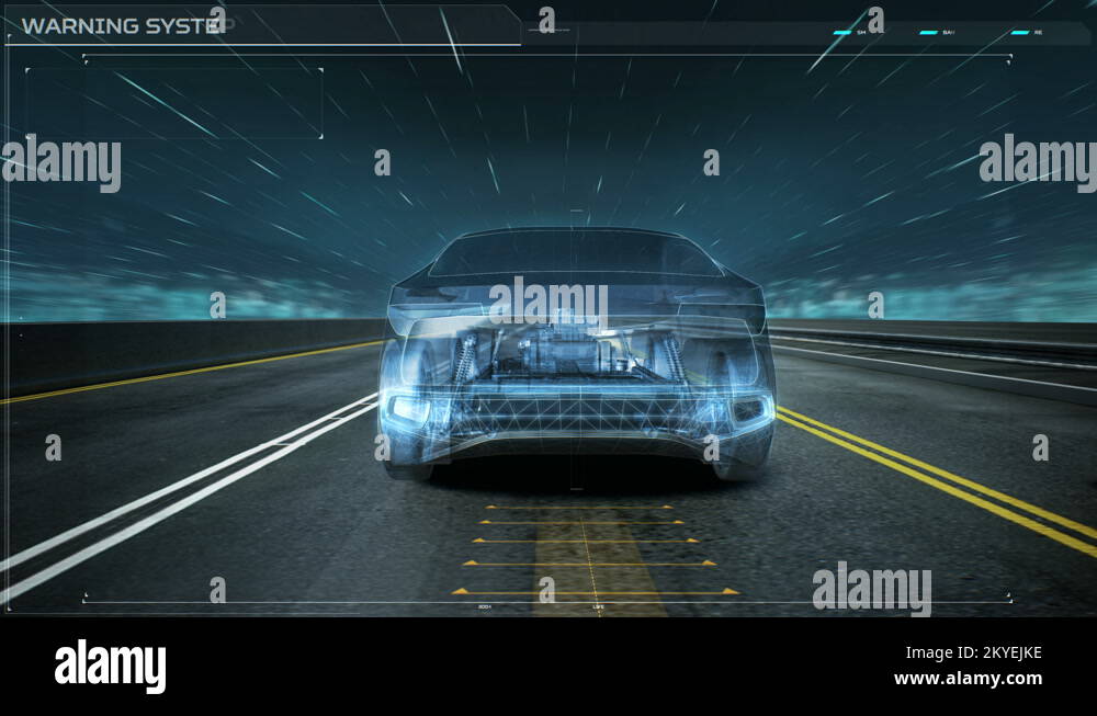 Autonomous driving. Road Lane alert Artificial Intelligence, IoT ...