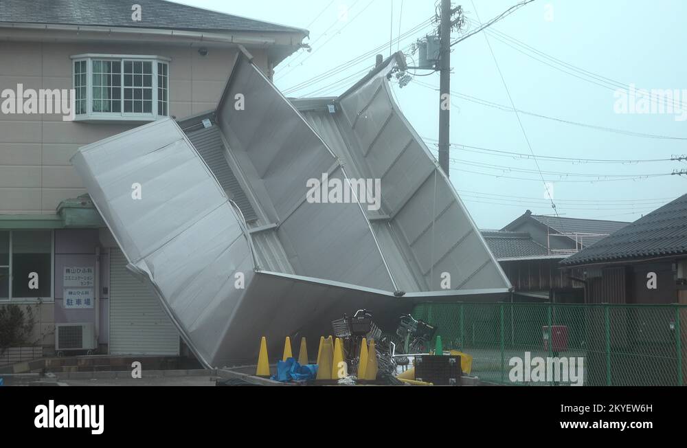 Hurricane Wind Damage Structure Blown Into Building Stock Video Footage ...