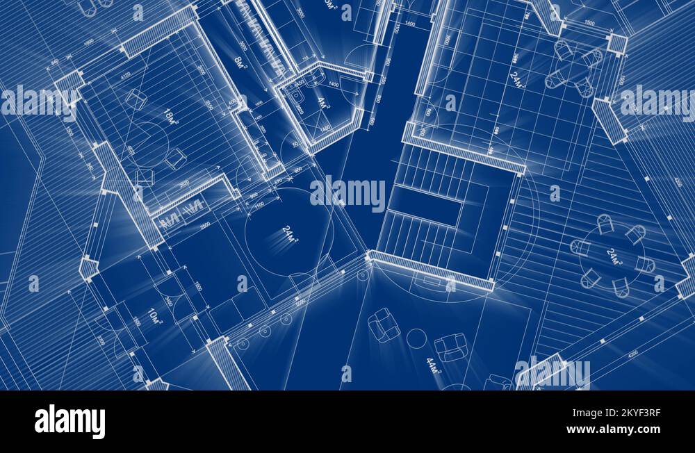 blueprint plan - illustration of a plan modern residential building ...