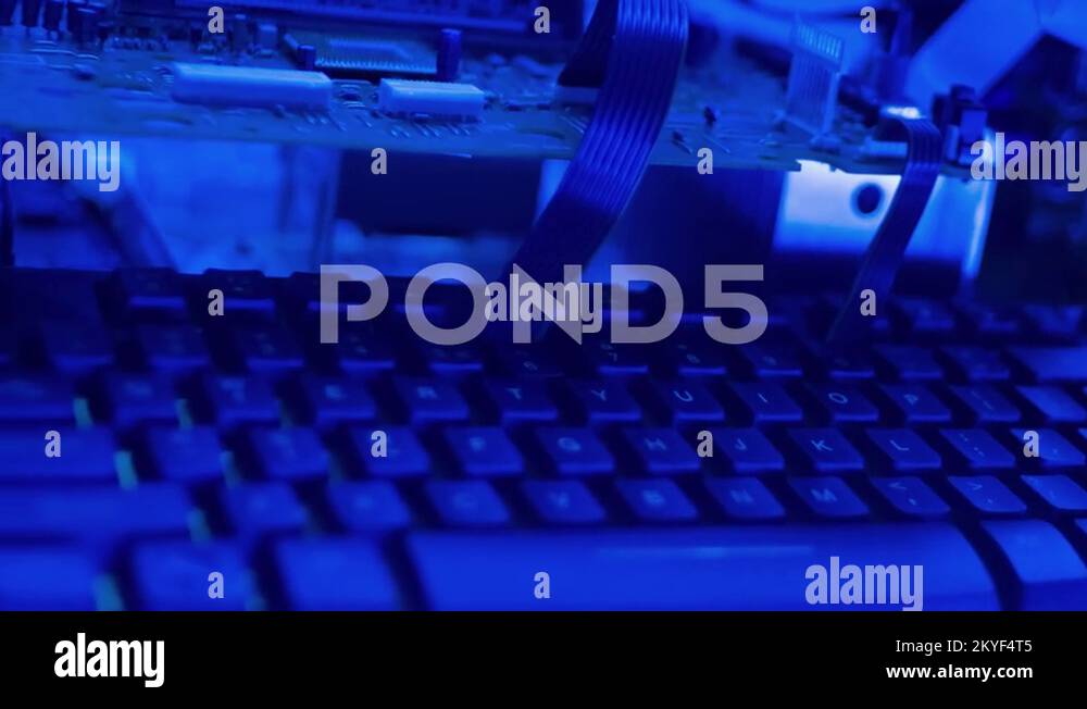 Computer science dark blue background, machine learning neural network ...