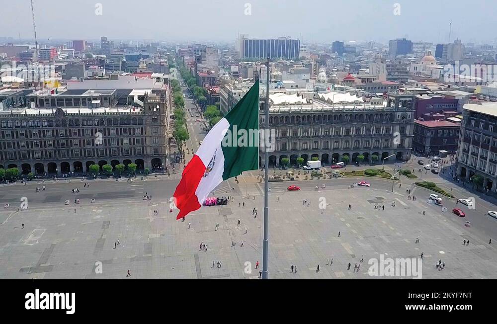 Mexico City, aerial view of the zocalo in mexico city, with the giant ...