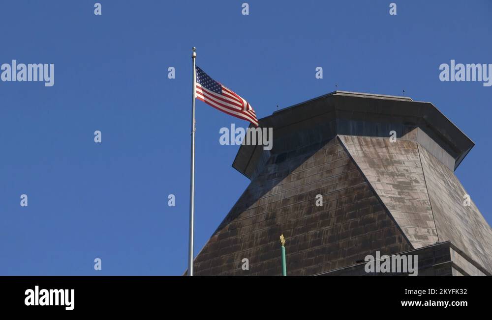 US embassy in Ottawa - the US flag and rooftop tower Stock Video ...