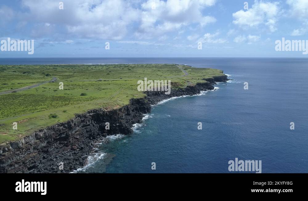 Hawaii, Big Island, South Point, Drone, Ocean, Cliffs, Meadows Stock ...