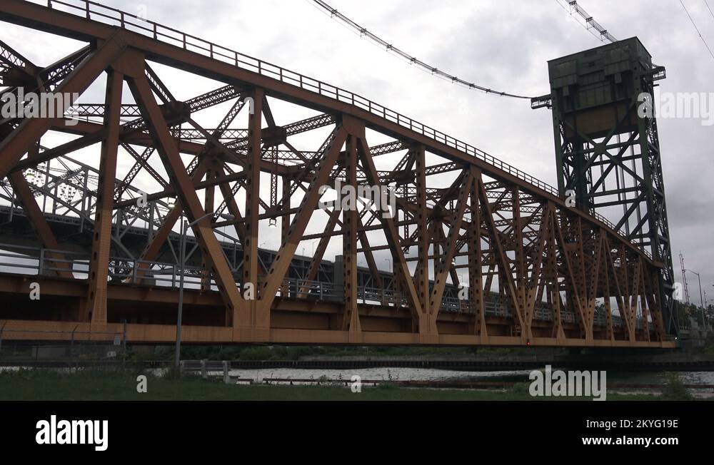 A vertical-lift bridge or lift bridge. It is a type of movable bridge ...
