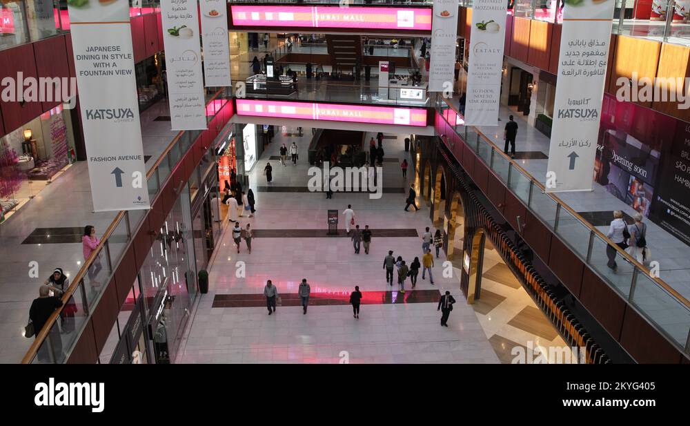 Crowd of Customers People Walk in Shopping Mall Top Brands Dubai City ...