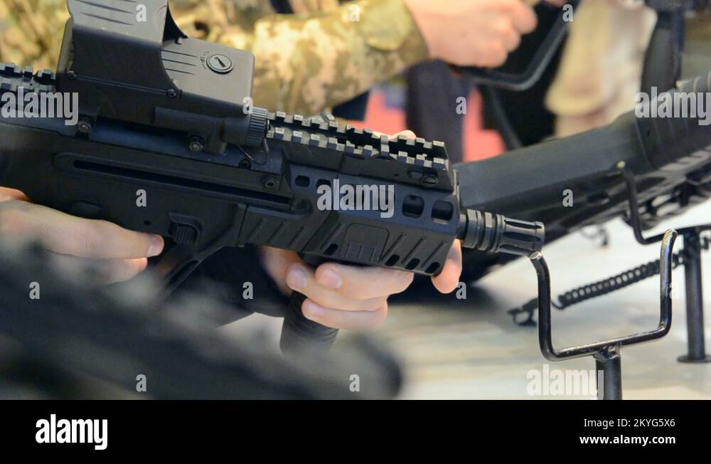 Firearms gun submachine sniper rifle large-caliber weapons Stock Video ...