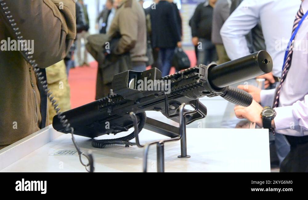 Firearms gun submachine sniper rifle close-up Stock Video Footage - Alamy