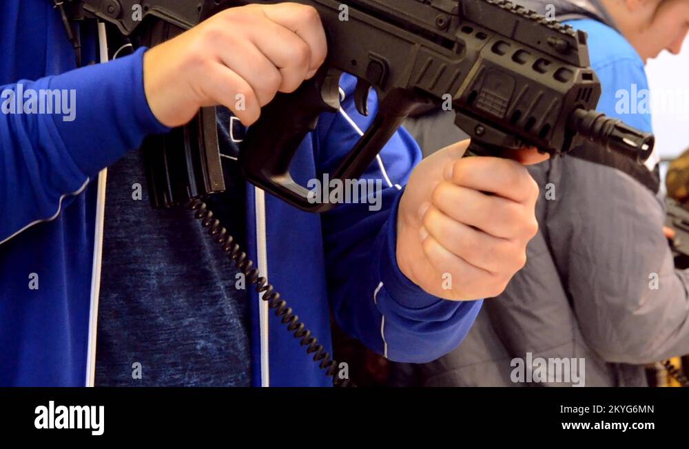 Firearms gun submachine sniper rifle close-up Stock Video Footage - Alamy