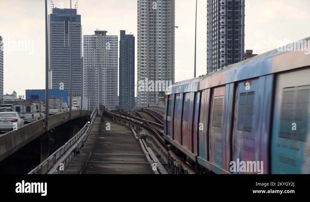 BTS skytrain in Bangkok, Thailand Stock Video Footage - Alamy