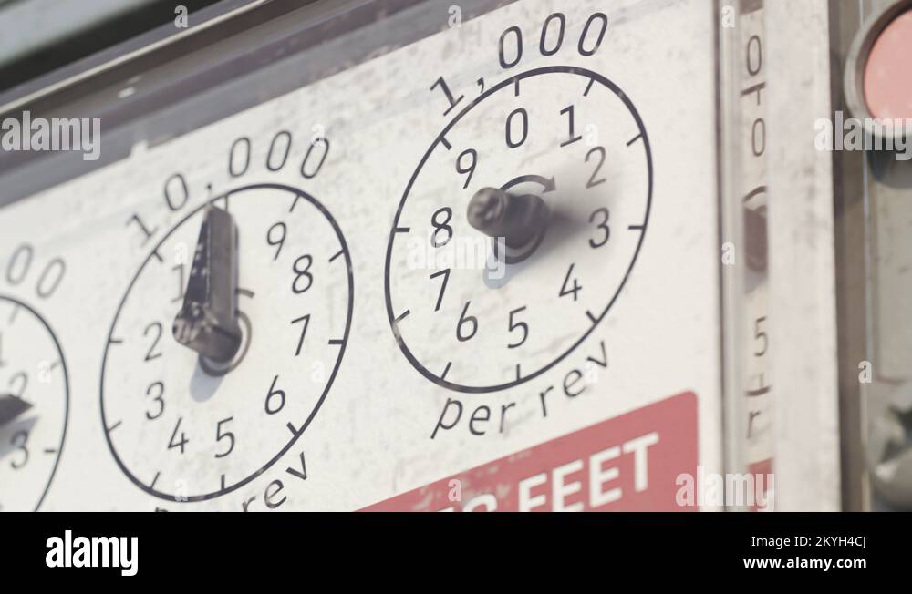"A gas meter gauges in closeup camera. Fast fuel flow shown in a ...