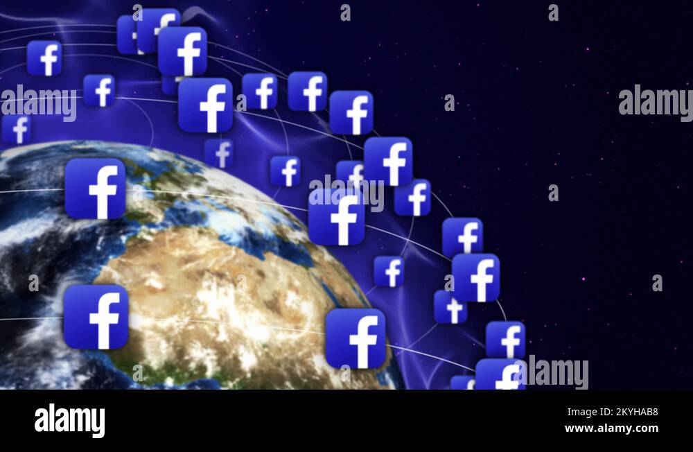 FACEBOOK Logo Animation Around Earth, Rendering, Background, Loop Stock ...