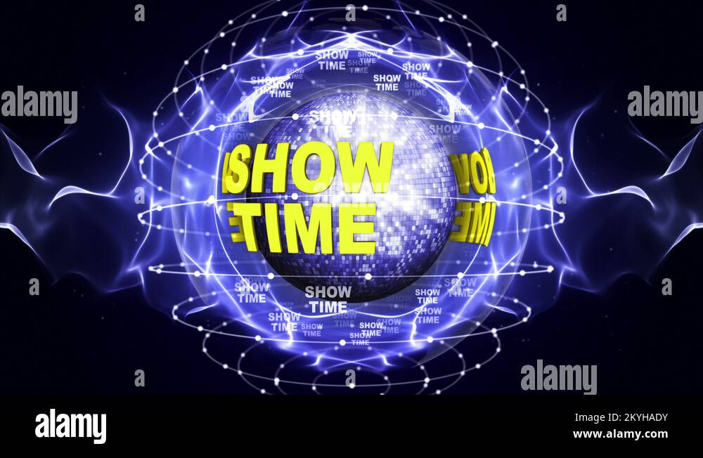 SHOWTIME Text Animation Around Disco Ball, Rendering, Background, Loop ...