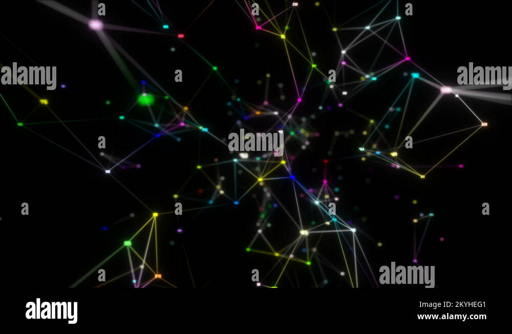 Rainbow waterfall.3d rendered abstract plexus shapes. Connection and web concept Stock Video ...