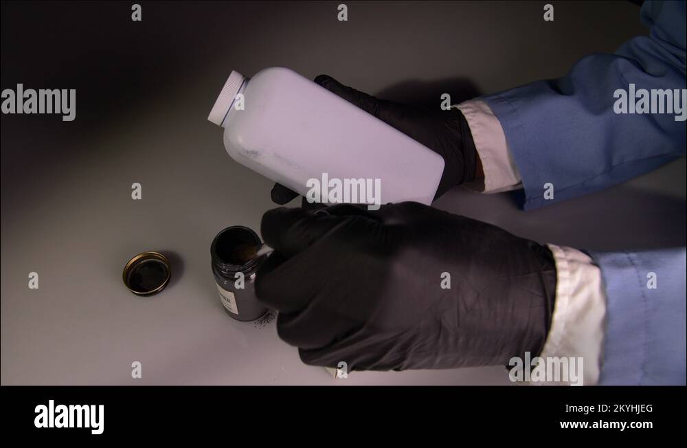 CRIME SCENE INVESTIGATOR DUSTS A PLASTIC BOTTLE FOR PRINTS, IN 4K 10 ...