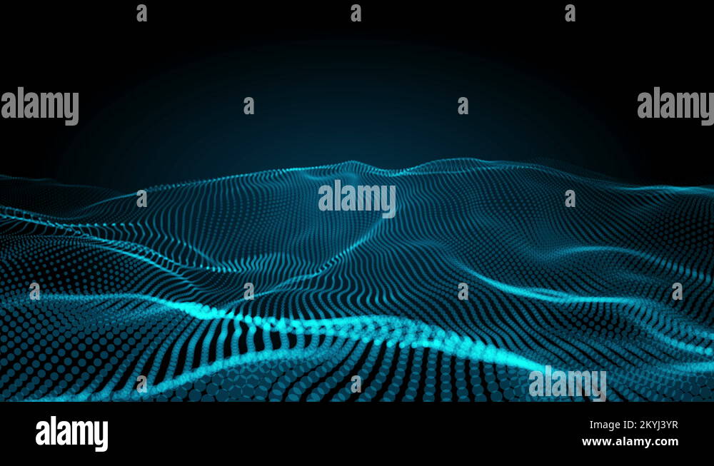 Digital blue lanscape wave particles form for digital background Stock ...