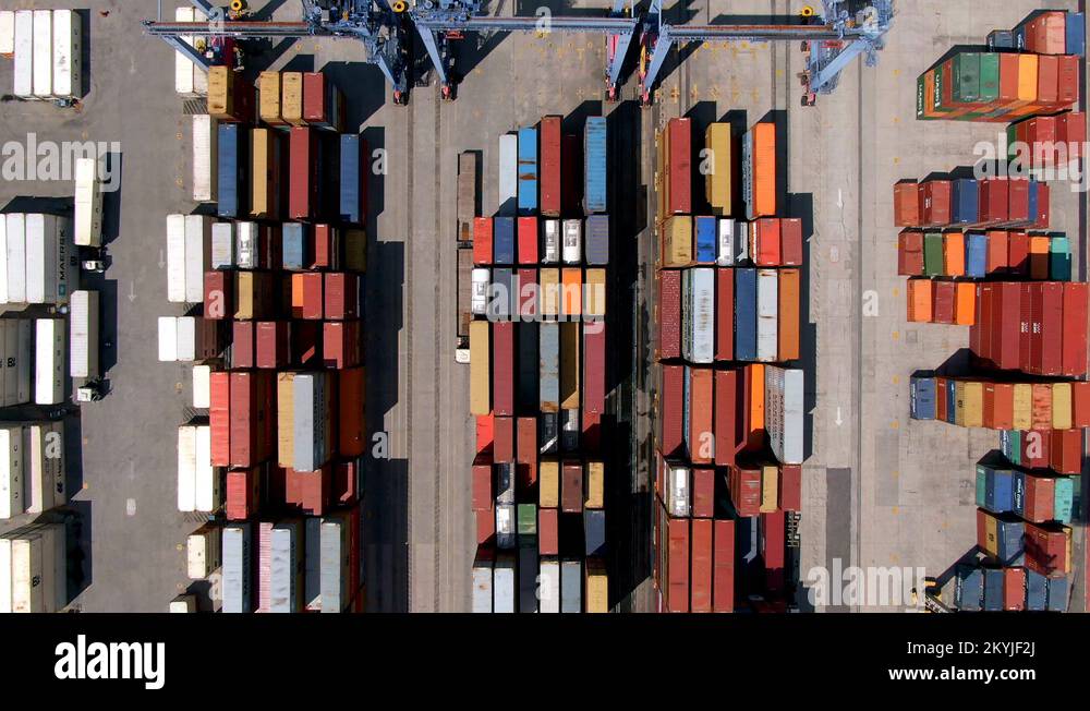 Rio de Janeiro, Brazil, Top Down View of Container Port and Shipping ...