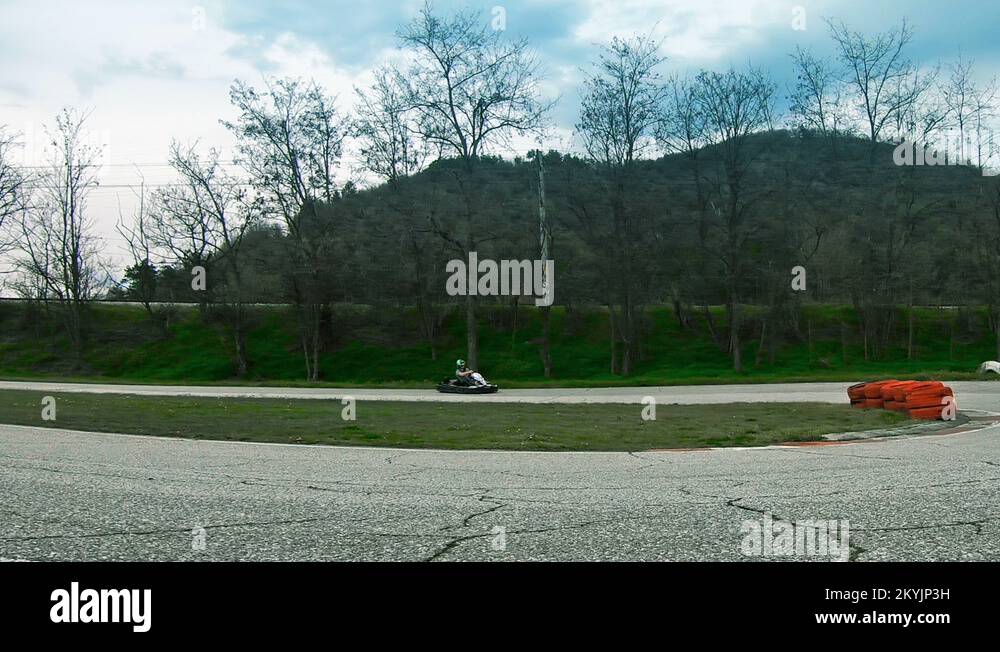 Man kart racing or karting. Race karts on the track. Open-wheel ...
