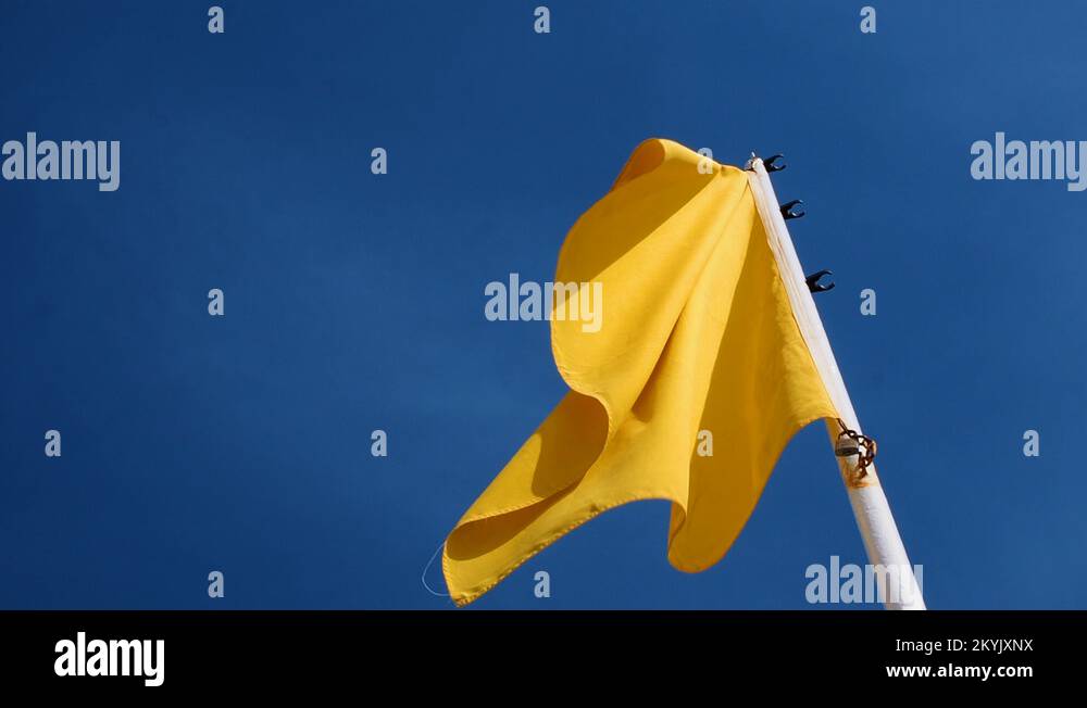 Yellow Beach Flag In Wind Bathing With Caution Slow 2 Stock Video ...