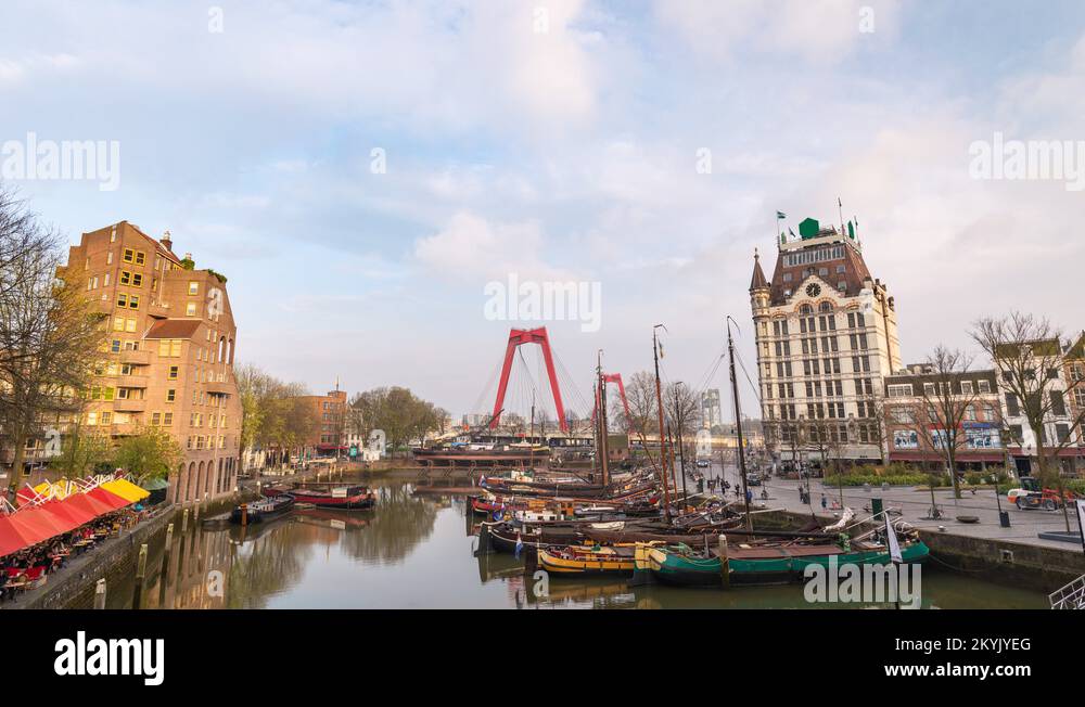 Rotterdam Netherlands time lapse 4K, city skyline timelapse at Old Port ...