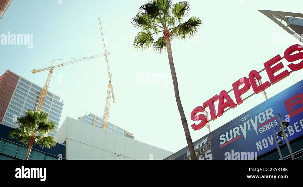 Basketball fans waiting for game admission at Staples Center in Los ...