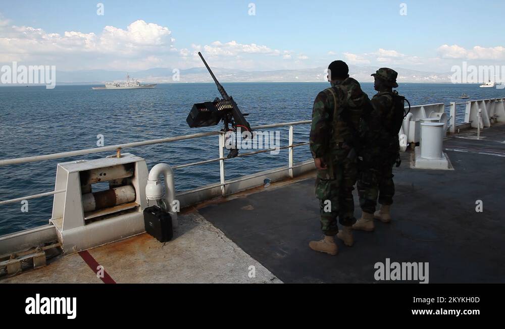 USNS Comfort - .50 calibre Machine Gun in Port au Prince, Haiti ...
