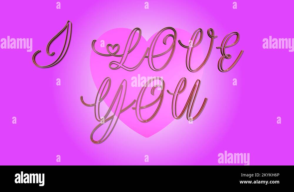 I LOVE YOU 3D Text Looping Animation - Heart Shapes On Pink Background ...