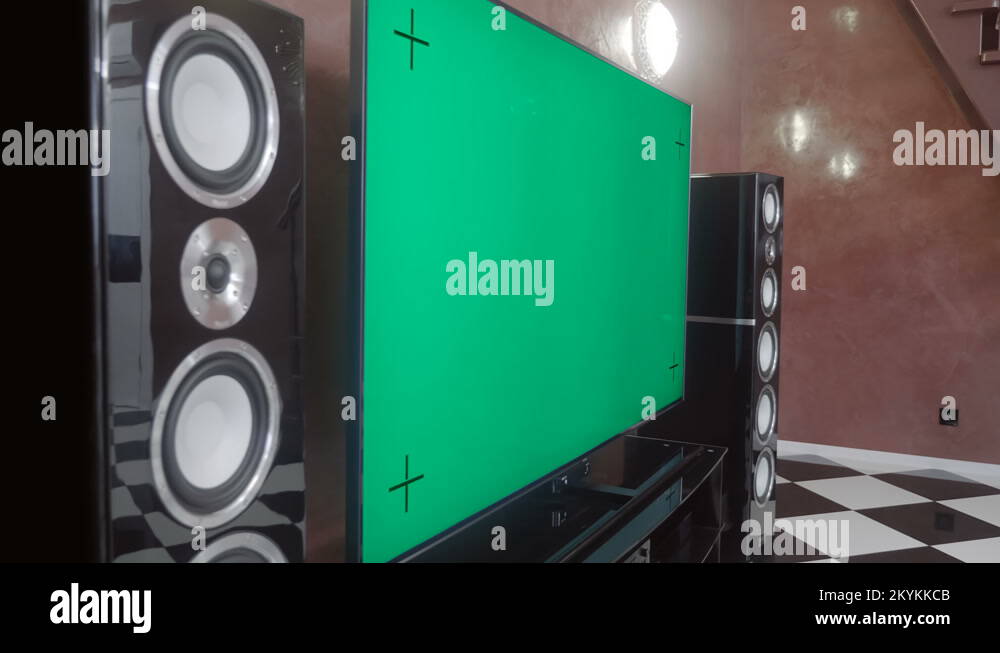 Home theater and green screen to insert video into the television ...