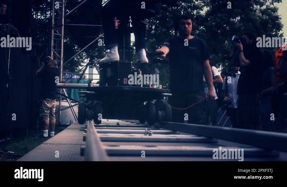 Cameraman Dolly Track,cameras and media photographers on music festival ...