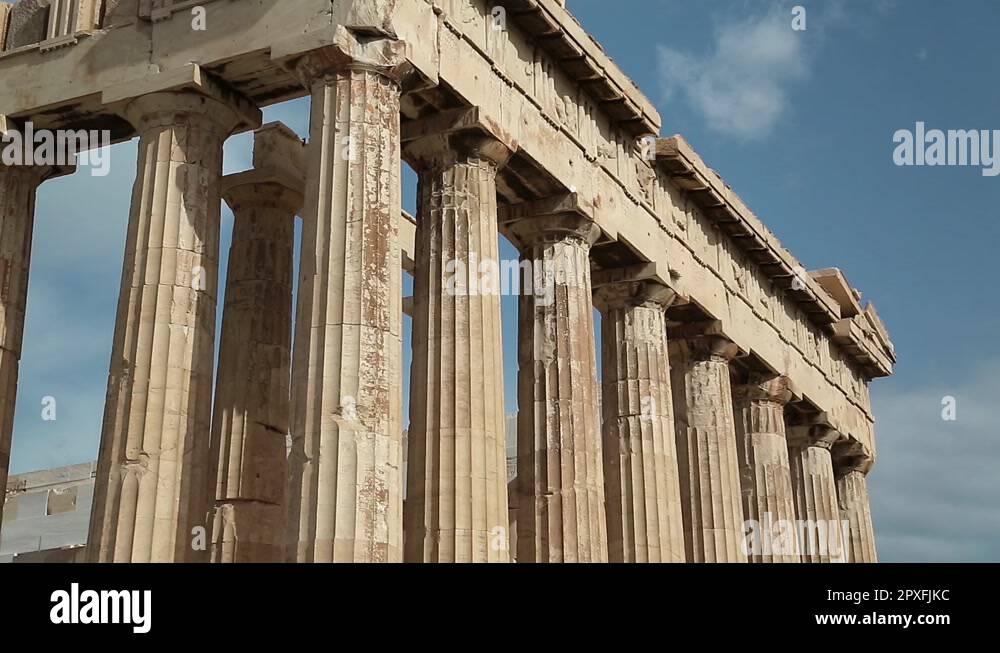 Columns of Parthenon - antique temple in Athenian Acropolis in Greece Stock Video Footage - Alamy