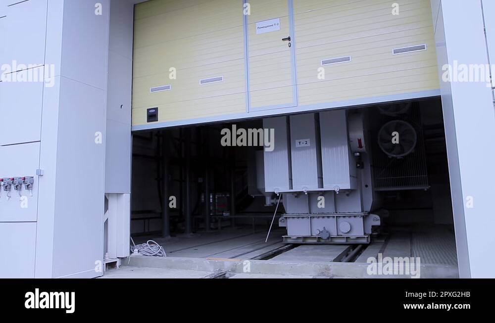 Power transformer inside an electrical substation building Stock Video ...