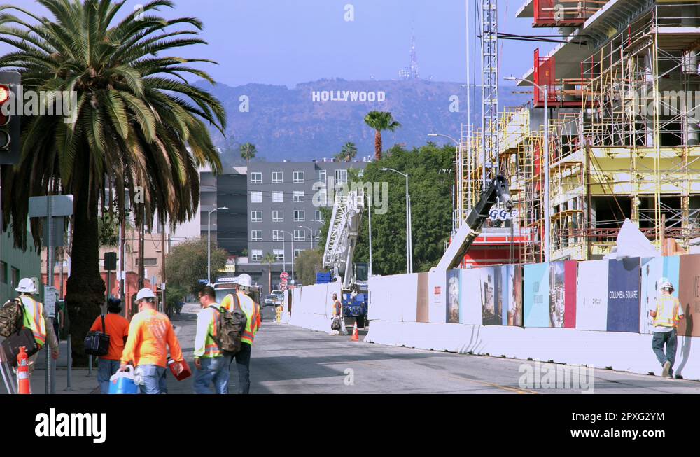 4K, UHD, Construction development site in Hollywood, Los Angeles ...