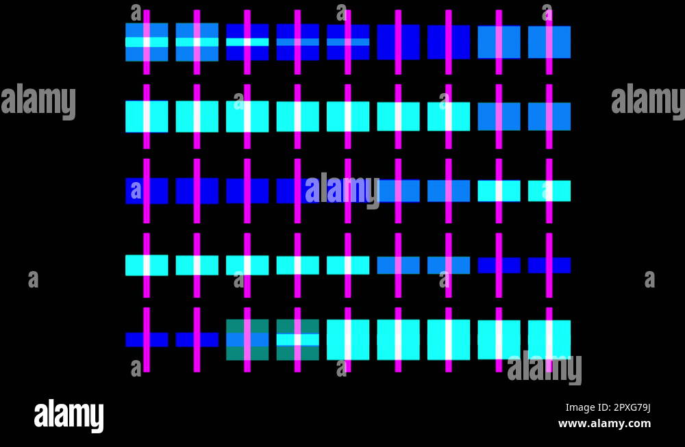 4k vj square neon light array matrix background&cube big data database ...