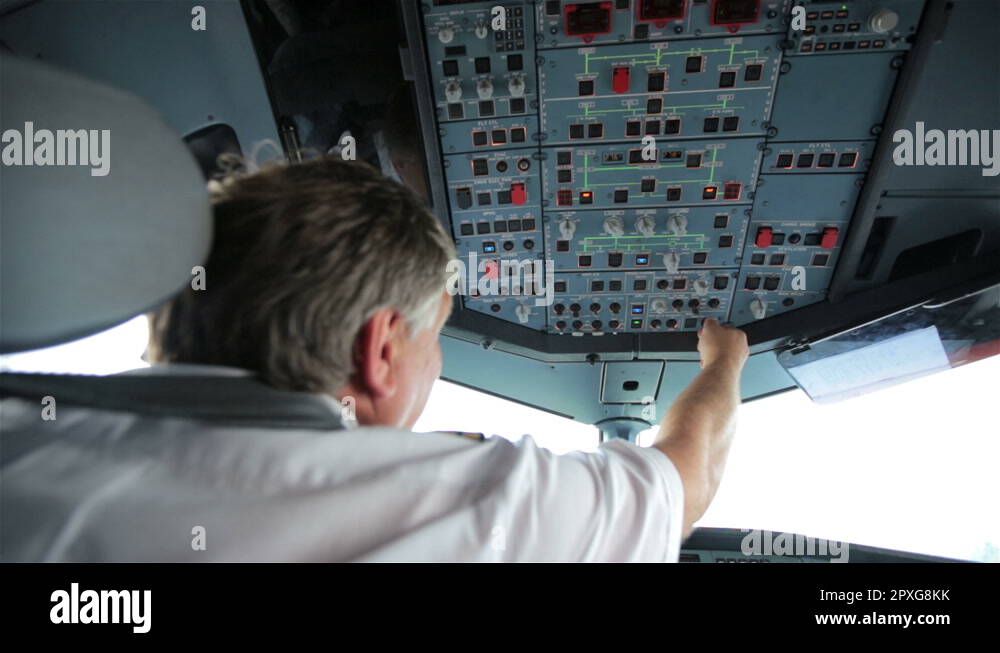 Glass cockpit cabin captain pilot switch controls of aircraft Airbus ...