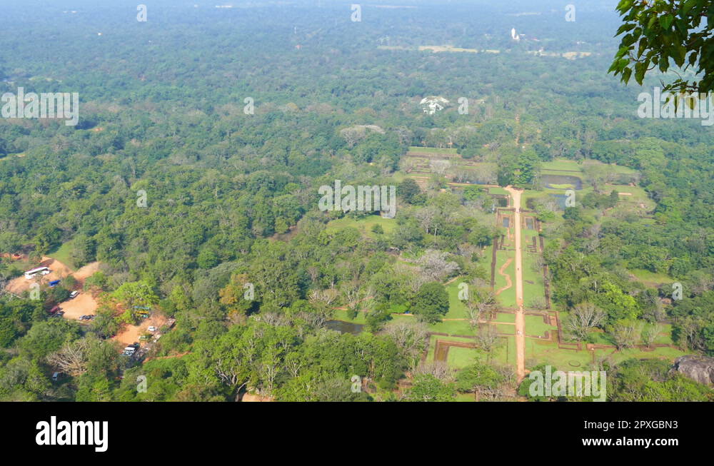 Sigiriya garden in Sri Lanka - view from rock Stock Video Footage - Alamy