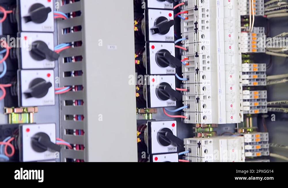 Inside of a control cabinet at an electrical substation Stock Video ...
