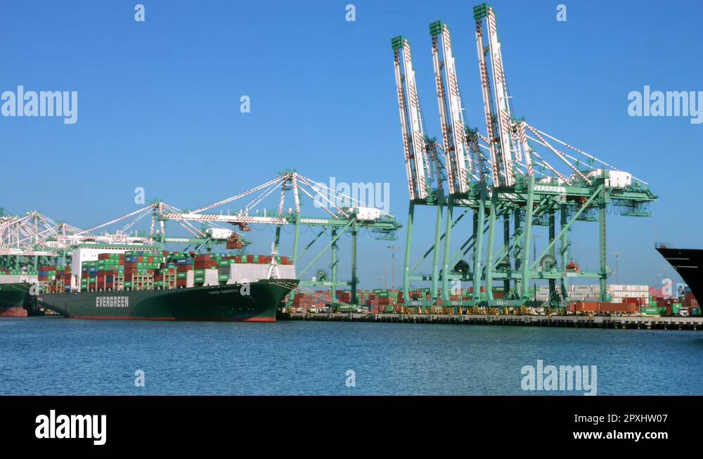 4K, RAW, Cargo Container Ship coming To The Sea Port of Los Angeles ...