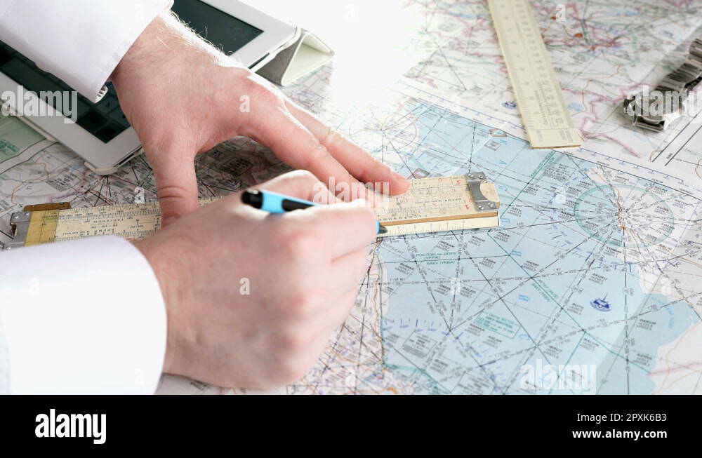 Captain of the aircraft plans a flight route Stock Video Footage - Alamy