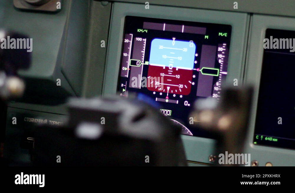 Aircraft building. View inside the cockpit of a passenger plane Stock ...